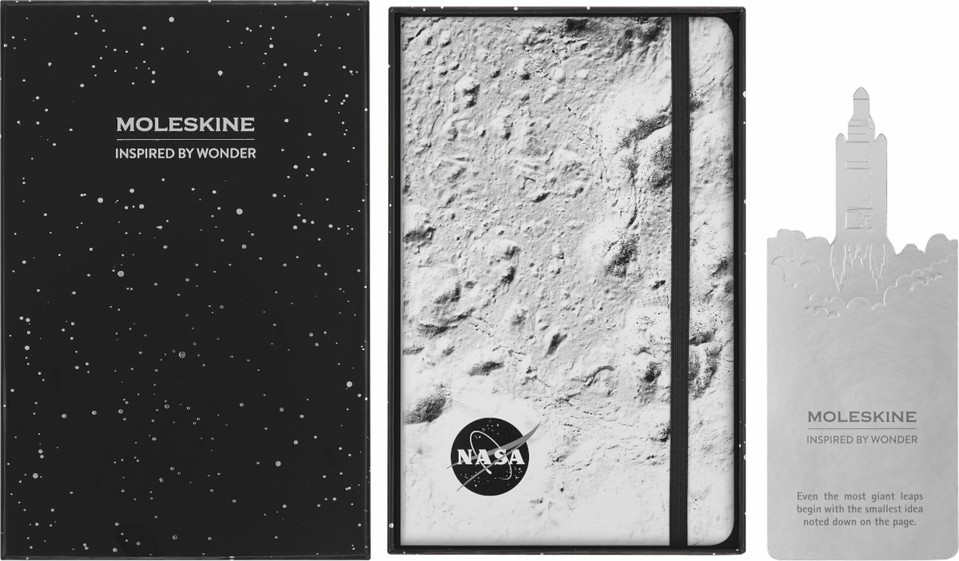 Блокнот Moleskine LIMITED EDITION NASA-INSPIRED Large 130х210мм 176стр. линейка подар. кор. серебристый Moon