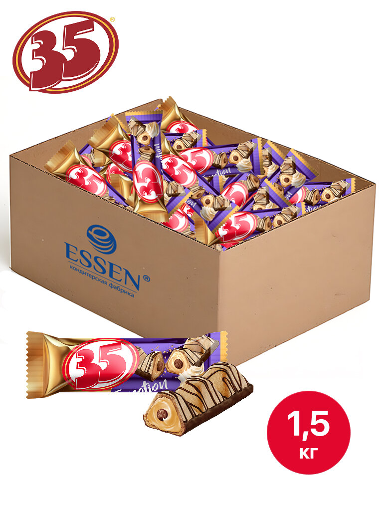 Конфеты вафельные 35 глазированные со сливочной начинкой, коробка 1,5 кг.
