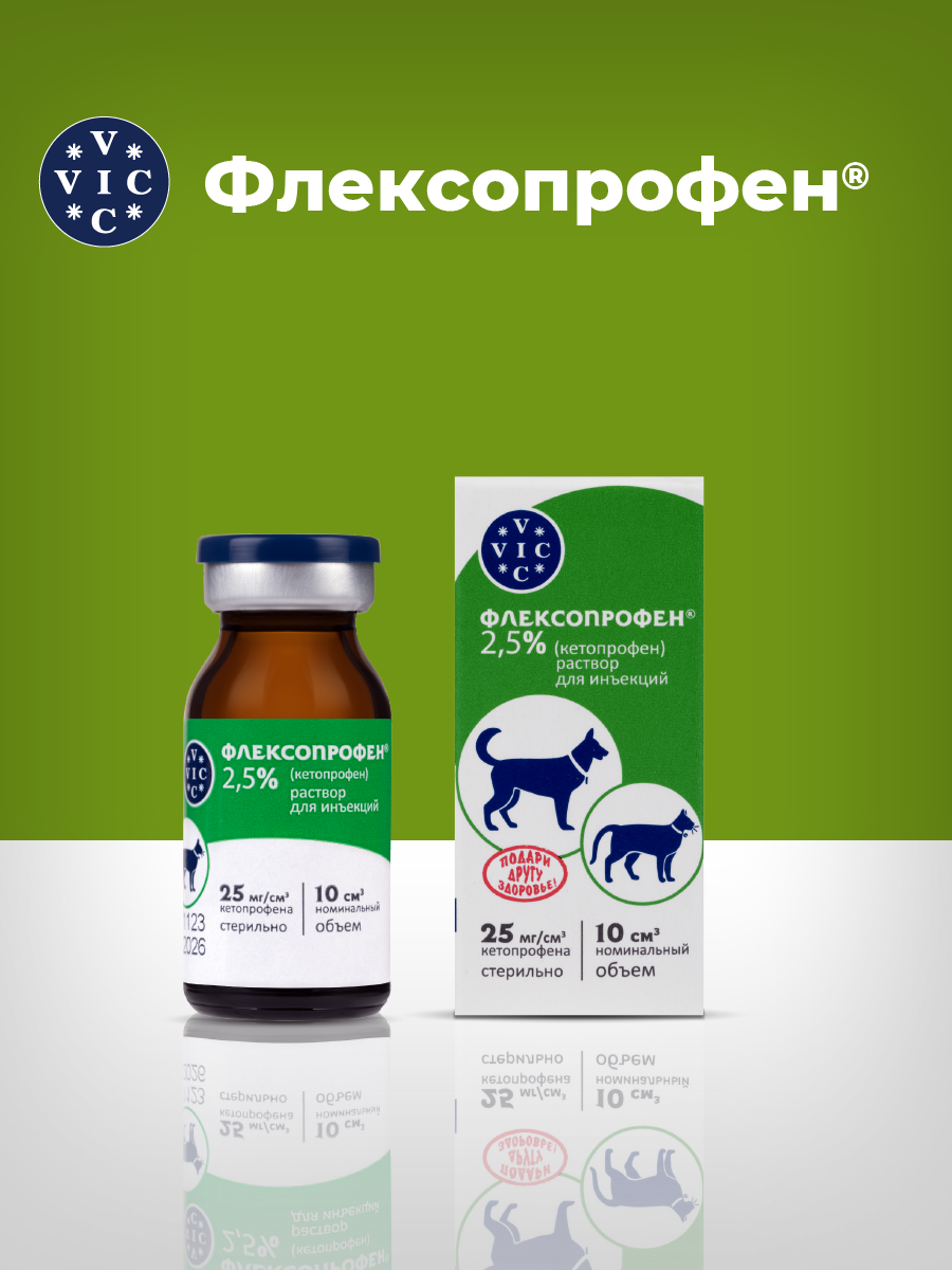 Флексопрофен 2,5%, флакон 10 мл, для собак и кошек, VIC, раствор — фото 1