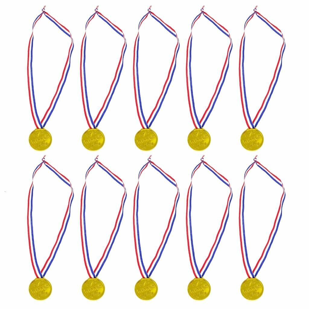 Медали с лентой, награды для детей и подростков на соревнованиях, вечеринках, праздниках и спортивных мероприятиях, - 10 шт.