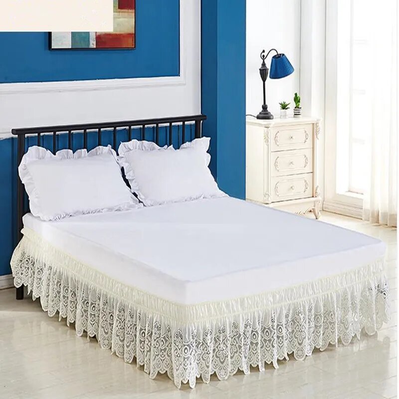 Подзор для кровати Jacquard Floral Ruffles 100% Полиэстер 160x200x38cm, beige-samll floral