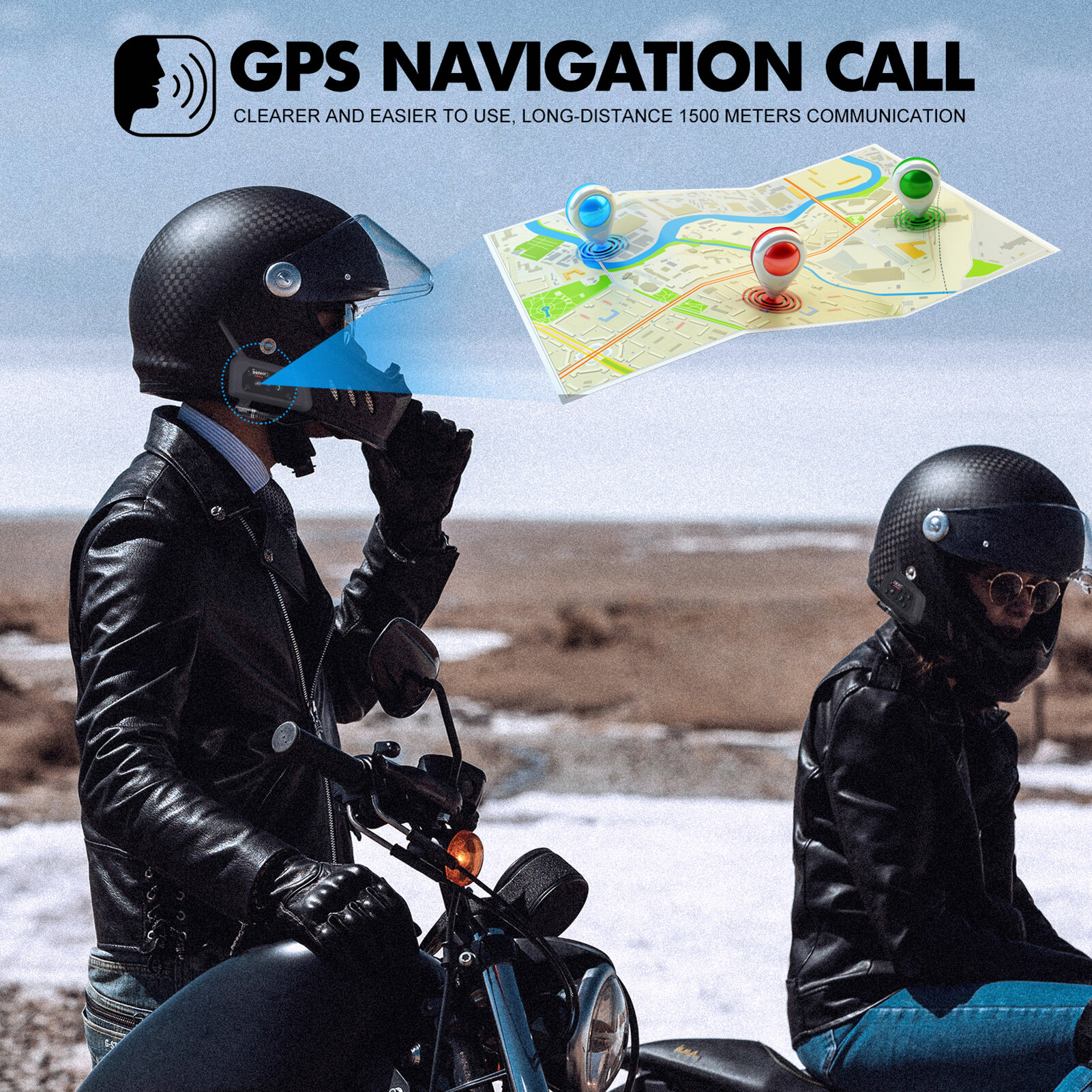 Гарнитура для мотошлема Teleheer BT 5.0, одна пара