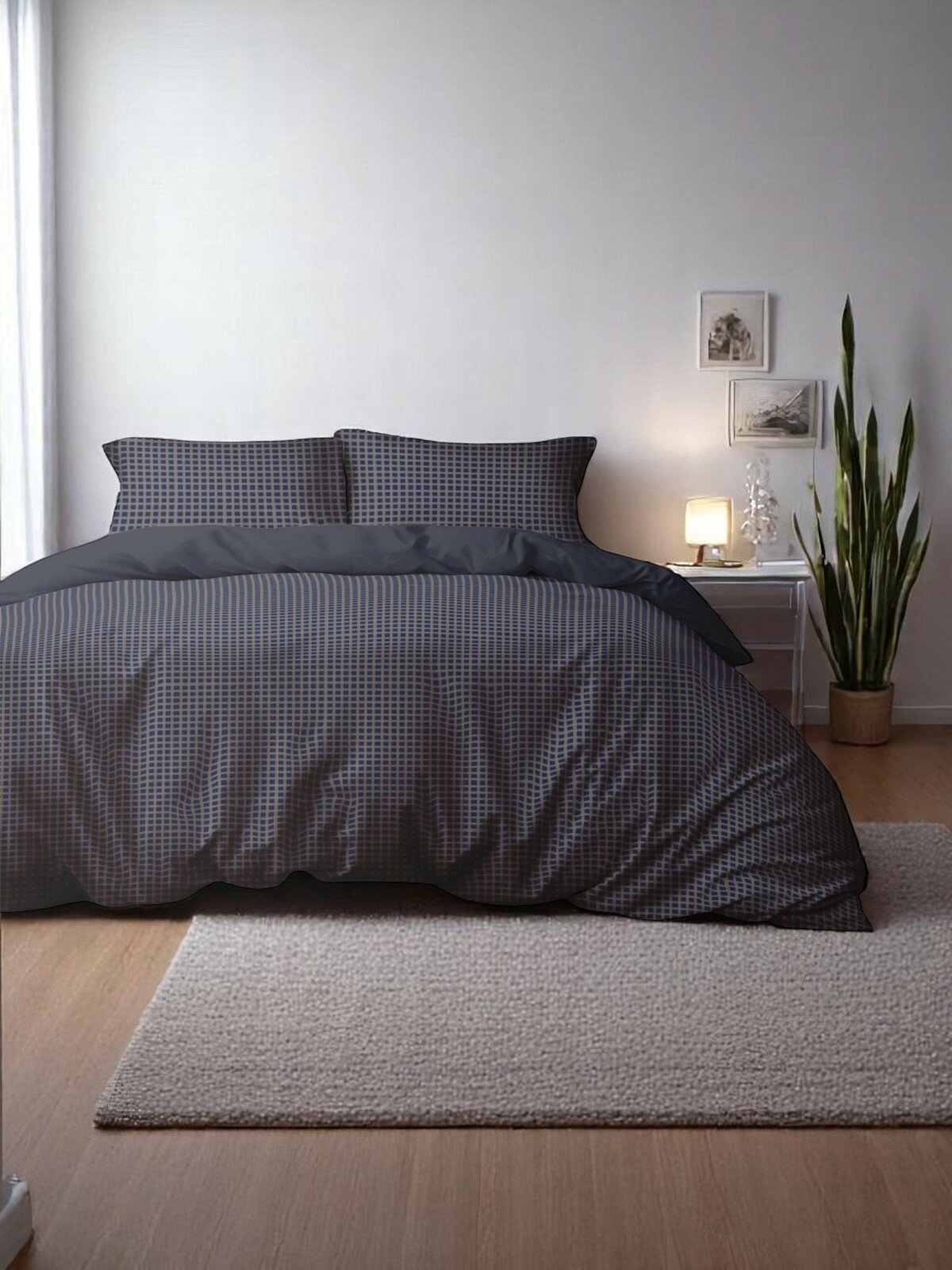 Комплект постельного белья F&H Provence, 2.0 спальный, бязь, 2 наволочки 70x70см, темно-синий