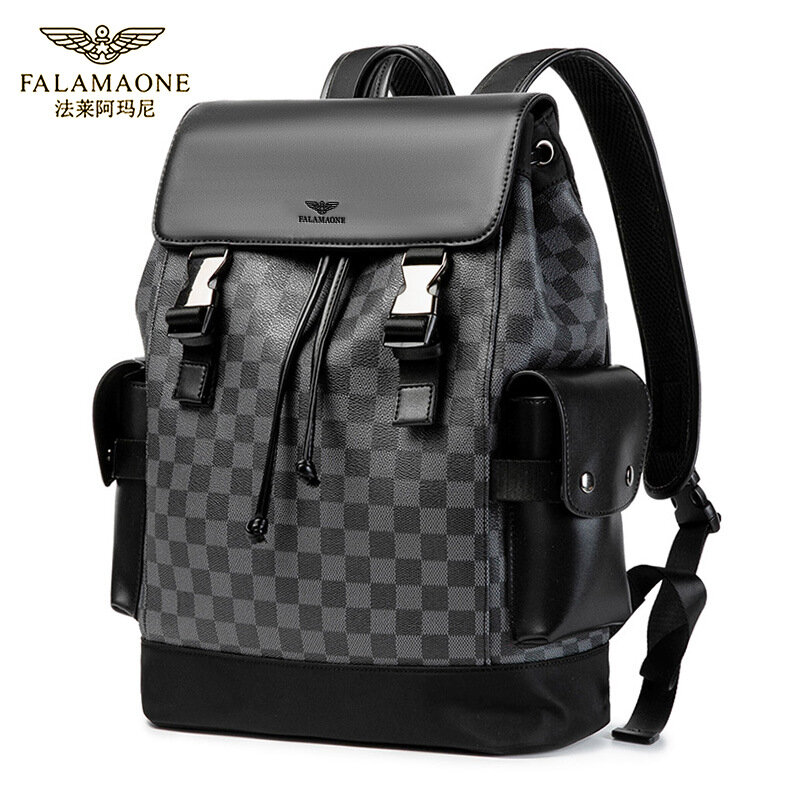 Мужской рюкзак Falai Armani, роскошная модная мужская сумка, сумка в шахматную клетку, мужская классическая универсальная большая вместительность