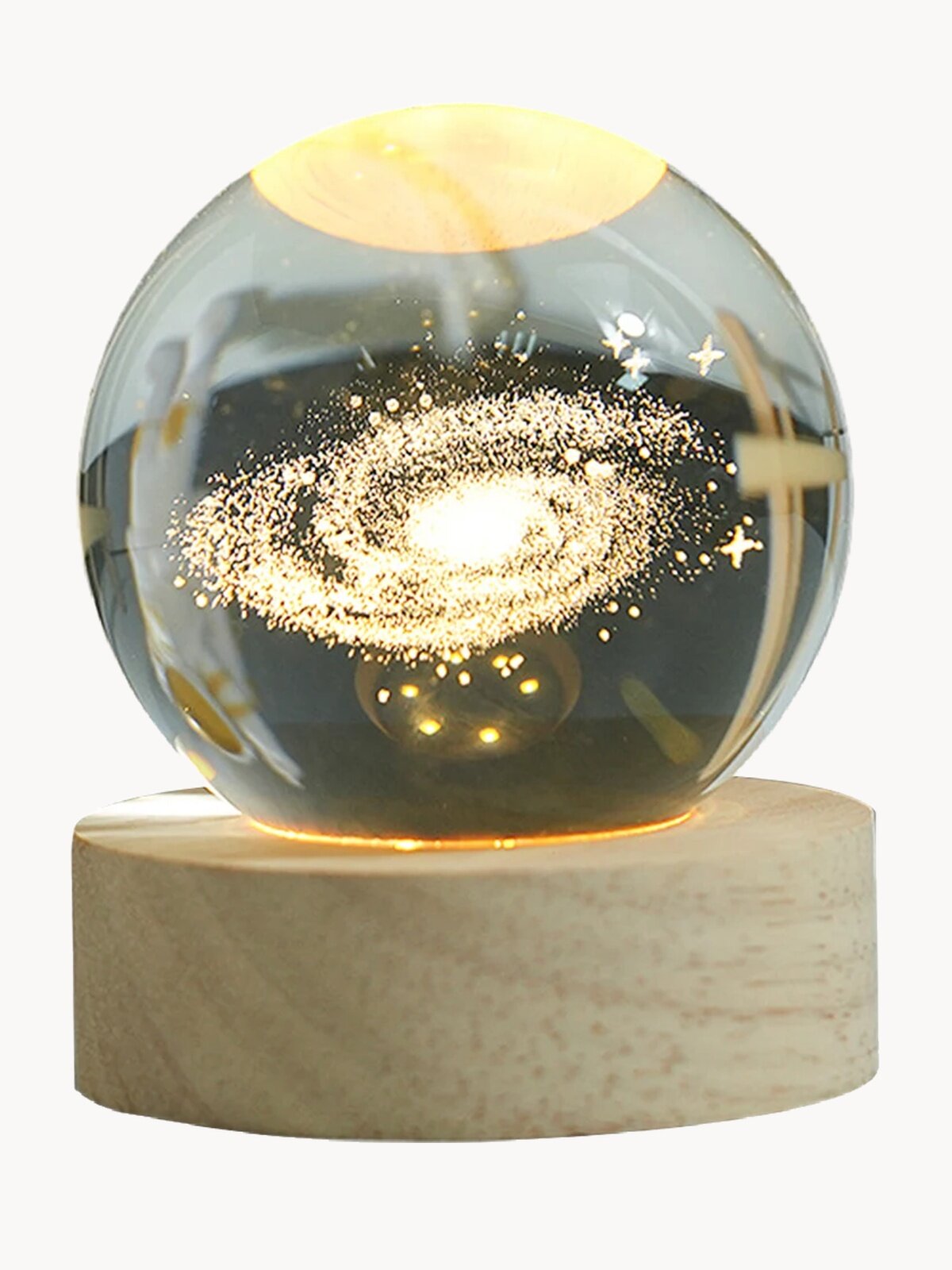 Детский мини ночник-светильник MyPads, хрустальный шар на деревянной подставке, с красивым рисунком 3D вселенной с пультом для переключения цветов .