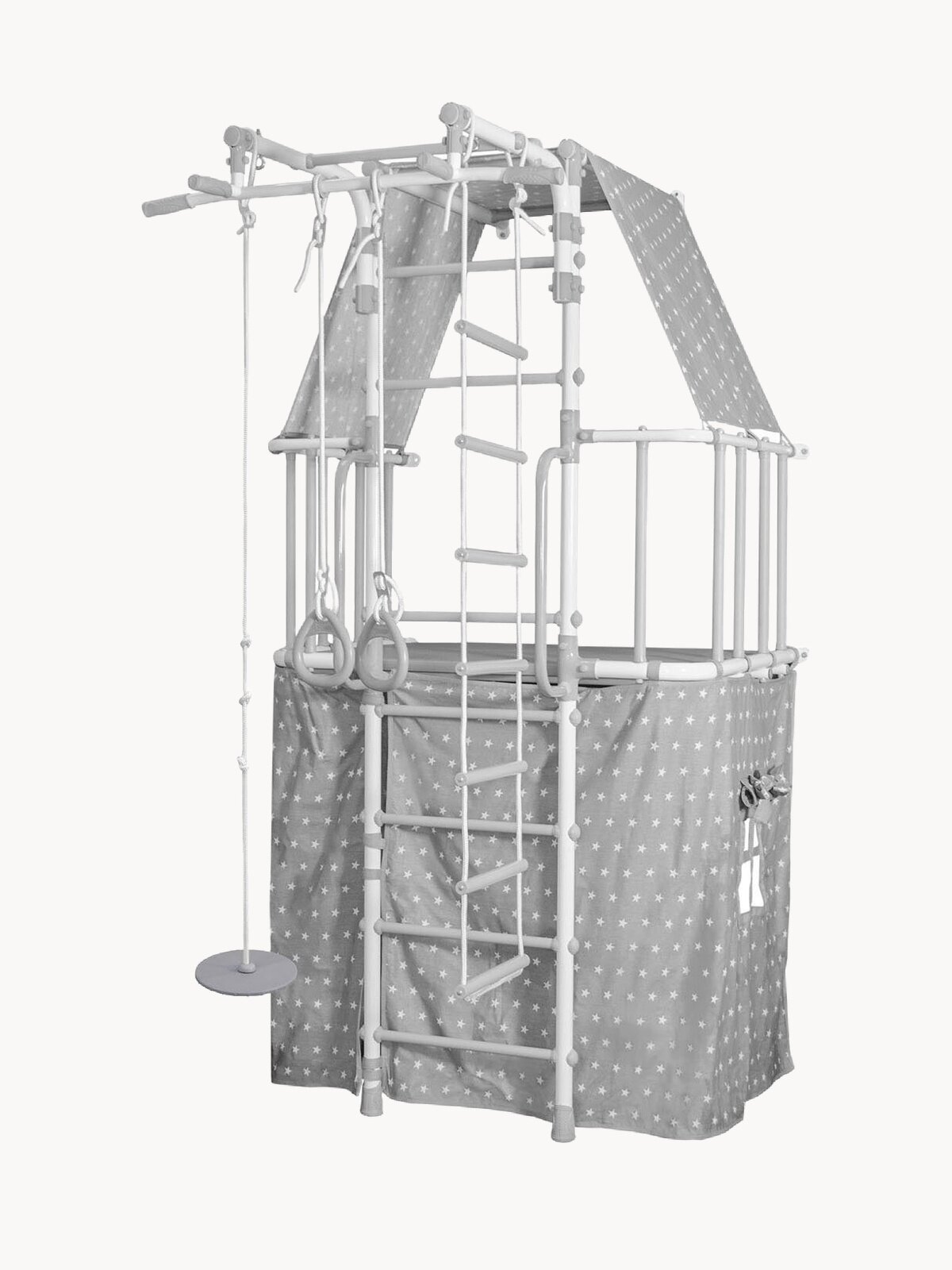 Детский спортивно-игровой комплекс Индиго Pastel ( шведская стенка+домик для детей), серый