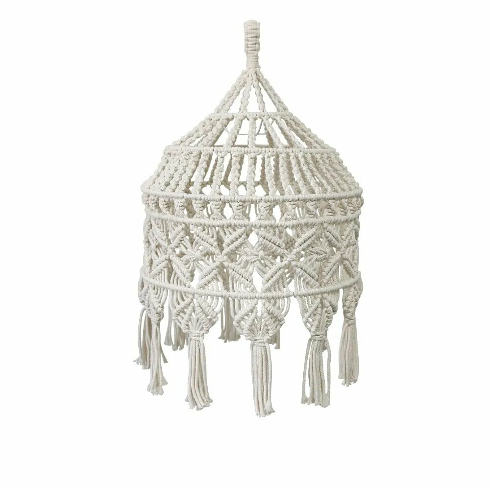 Абажур из макраме, подвесной светильник бохо, плетеный абажур для люстры потолочный