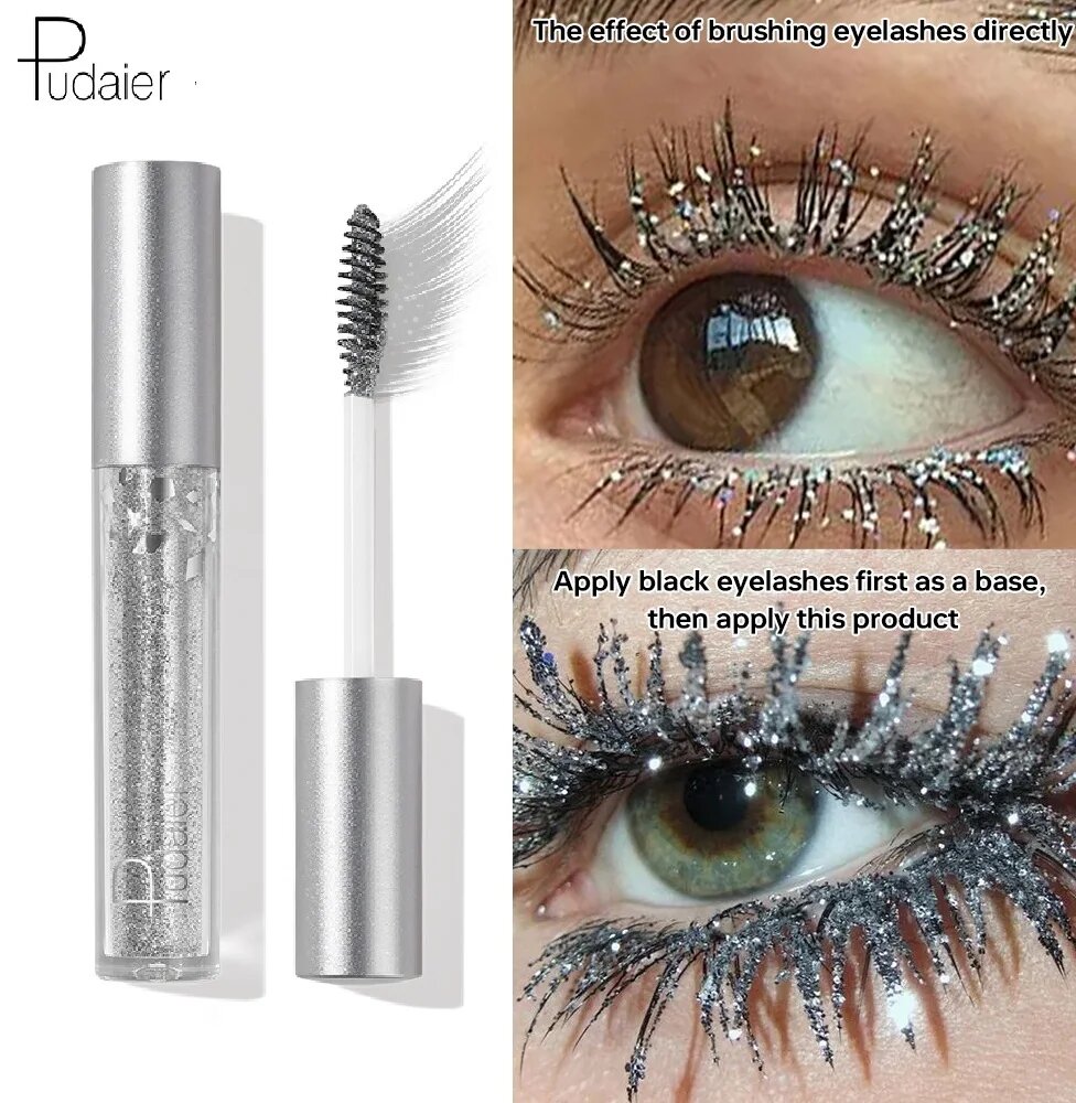 Алмазная блестящая тушь, блестящая серебристо-белая тушь со звездами и блестками, создайте праздничный макияж