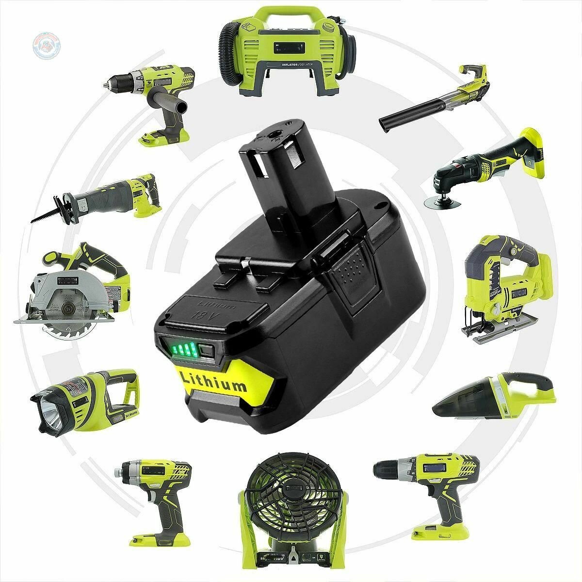 Аккумулятор для шуруповерта Ryobi One+ 18 В, универсальная замена P108, совместим с зарядками P113-P125, питает весь домашний инструмент