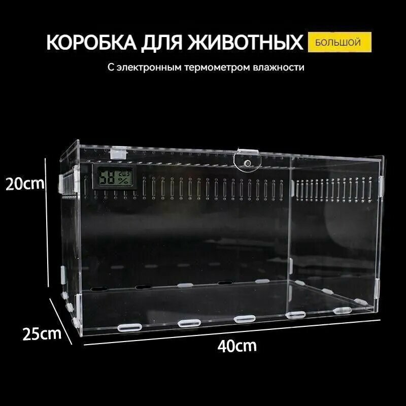Коробка для разведения рептилий, акриловый материал, с магнитной пряжкой, прозрачная и видимая.
