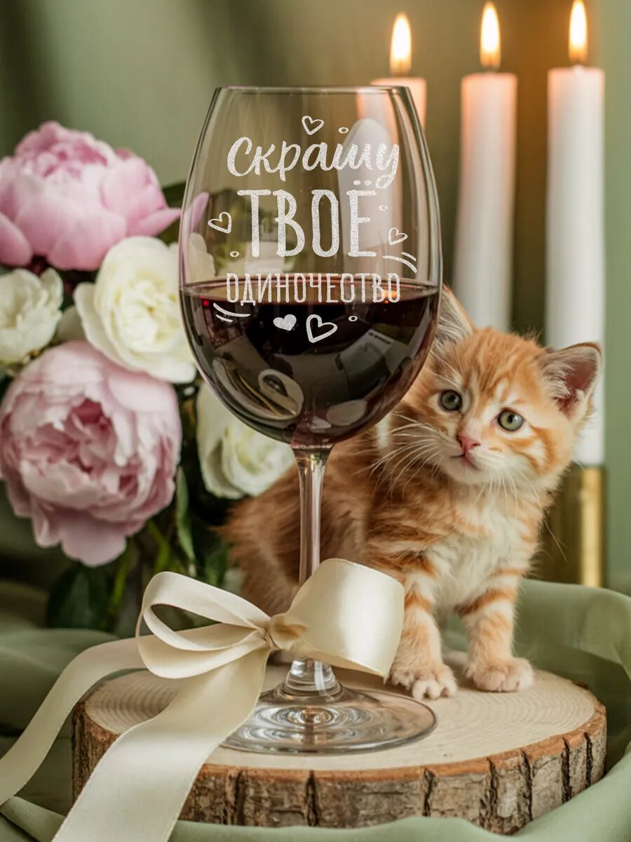 Бокал с надписью подарочный Скрашу твое одиночество