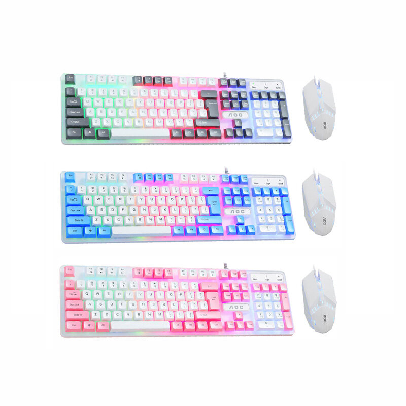 Набор клавиатуры и мыши AOC White mixed light, multicolor