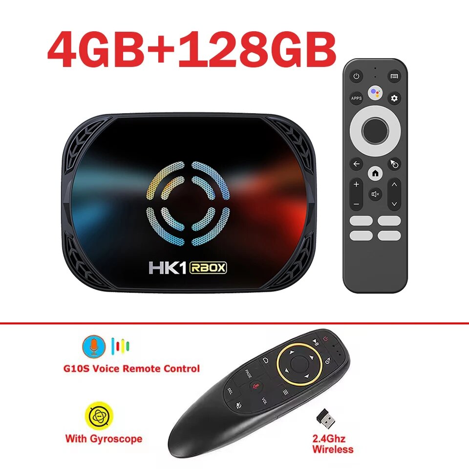 H96 Android 14 TV BOX X50 4ГБ/128ГБ Красный, Европейская вилка (EU Plug), 4G 128G Add G10S