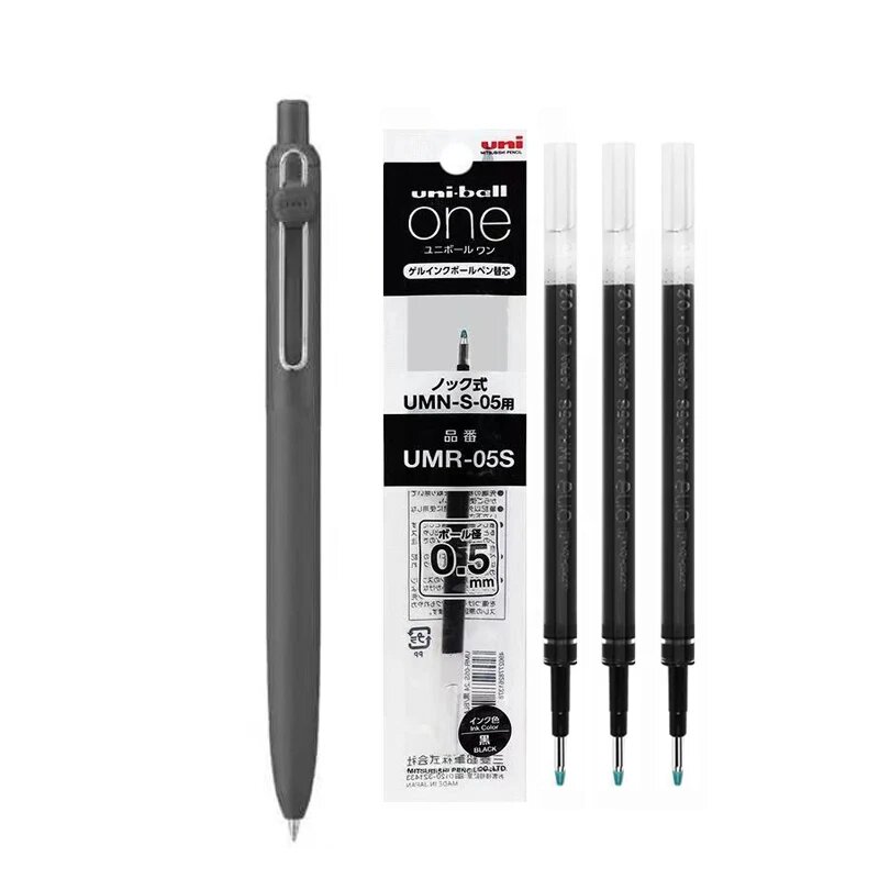 Uni Uni-ball One 0.5 DGrey, 3 Black Ink