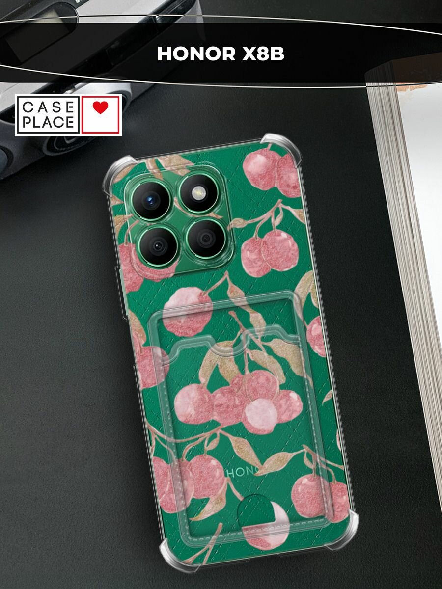Силиконовый чехол на Honor X8b (Хонор X8B) с картой и принтом Сливы 2