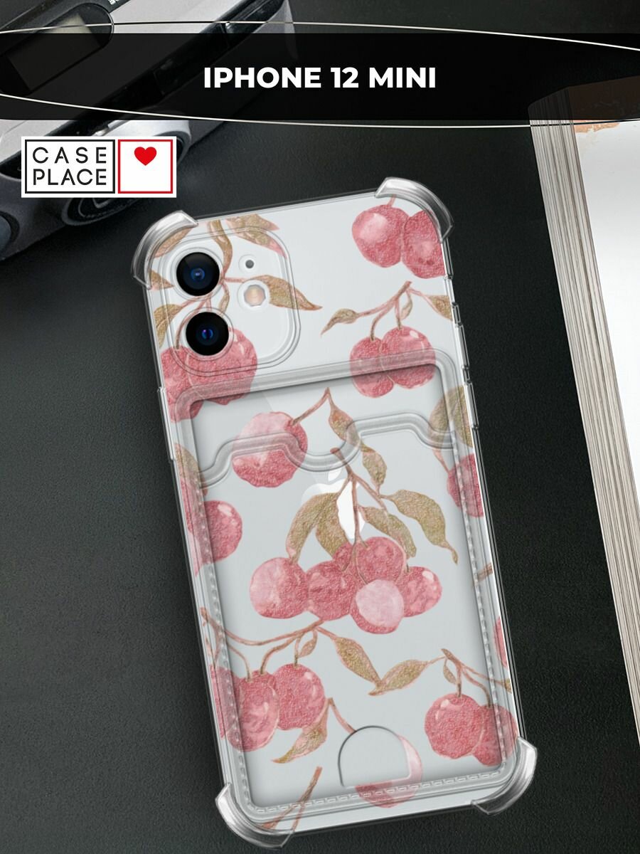 Чехол на Apple iPhone 12 mini (Айфон 12 Мини) с картой и принтом Сливы 2