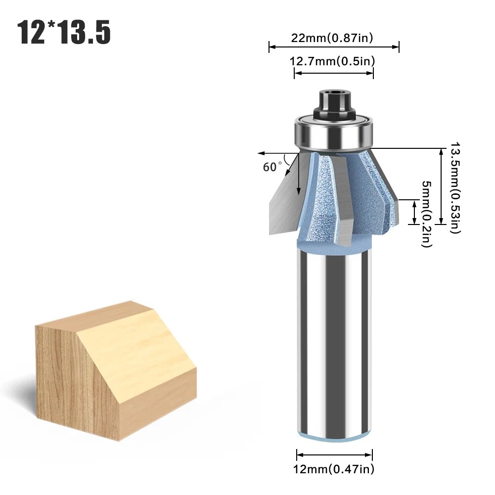 60 градусов Z4 фреза для фасок фреза коническая окантовка фреза с верхним подшипником деревообрабатывающий инструмент 12mmx13.5mm