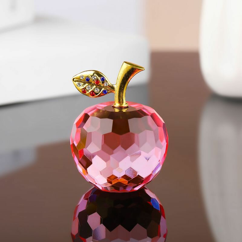 Кристаллические яблоки для декора дома, материал: белый кристалл, упаковка: картонная упаковка, чистота: золотисто-желтый, зеленый, розовый, фиолетовый, ярко-красный, прозрачный, синий, размеры: 4см, подарочные случаи: свадьба, день рождения, выпускной,