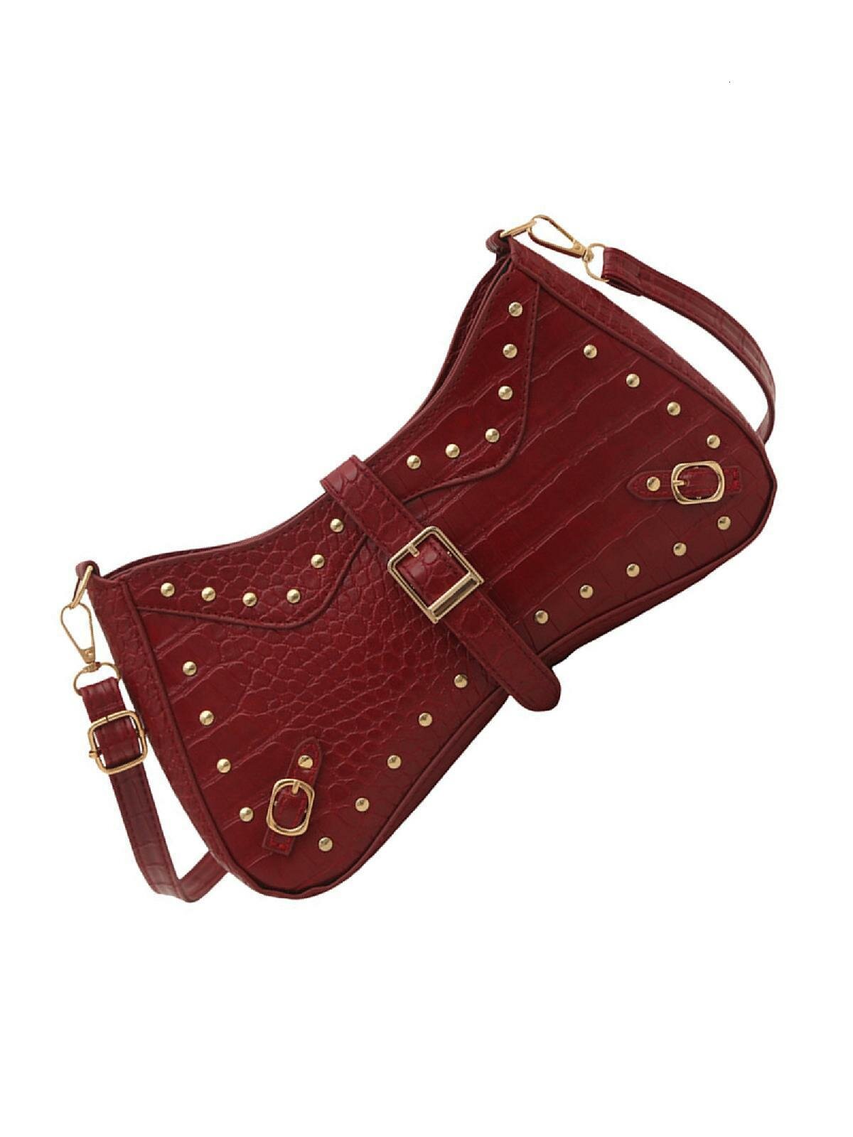 Ретро Сумка для Подмышек для Женщин С Заклепками, Сумка Через Плечо, Стильная Сумка Через Плечо, Модная Сумка Для Поездок На работу, Простая Сумка для Подмышек