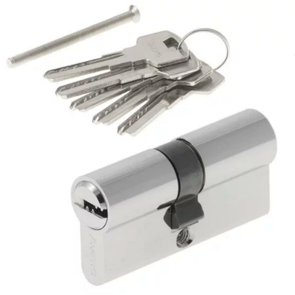 Цилиндр замка для антивандальных дверей европейского стандарта с люковым отверстием SX004 размеры 70MM/80MM/90MM с одинарным поворотным ручком/двойным ключом, материал алюминиевая оболочка и медный сердечник, комплект 5 железных ключей, 1 цилиндр, 1 винт