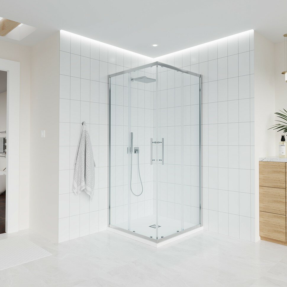 Душевой угол Veconi Evo 300 CH, 900х900x1950, хром, прозрачное стекло