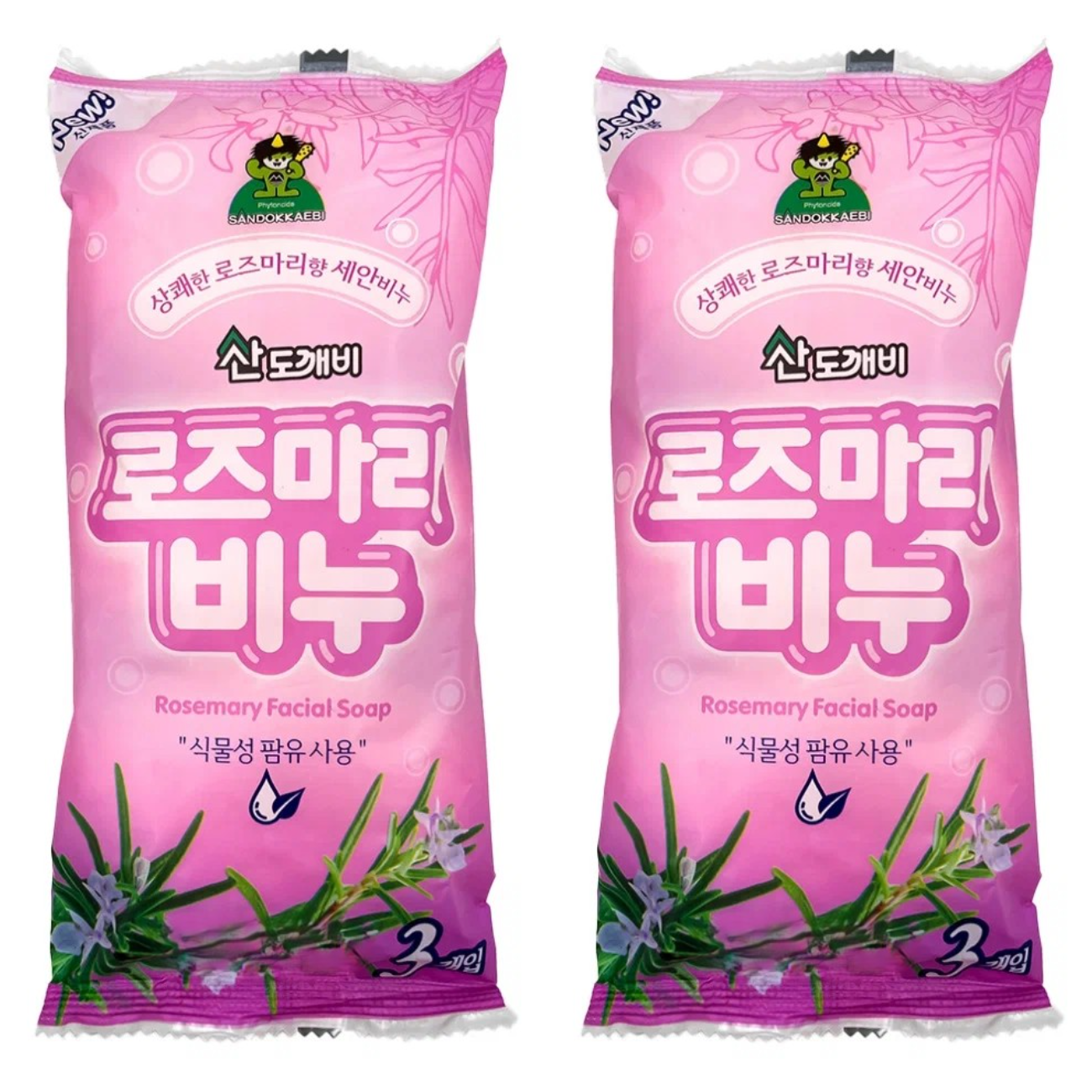 Косметическое мыло для лица Sandokkaebi, на основе плодов масличной пальмы, с ароматом розмарина, 80г х3шт, 2уп