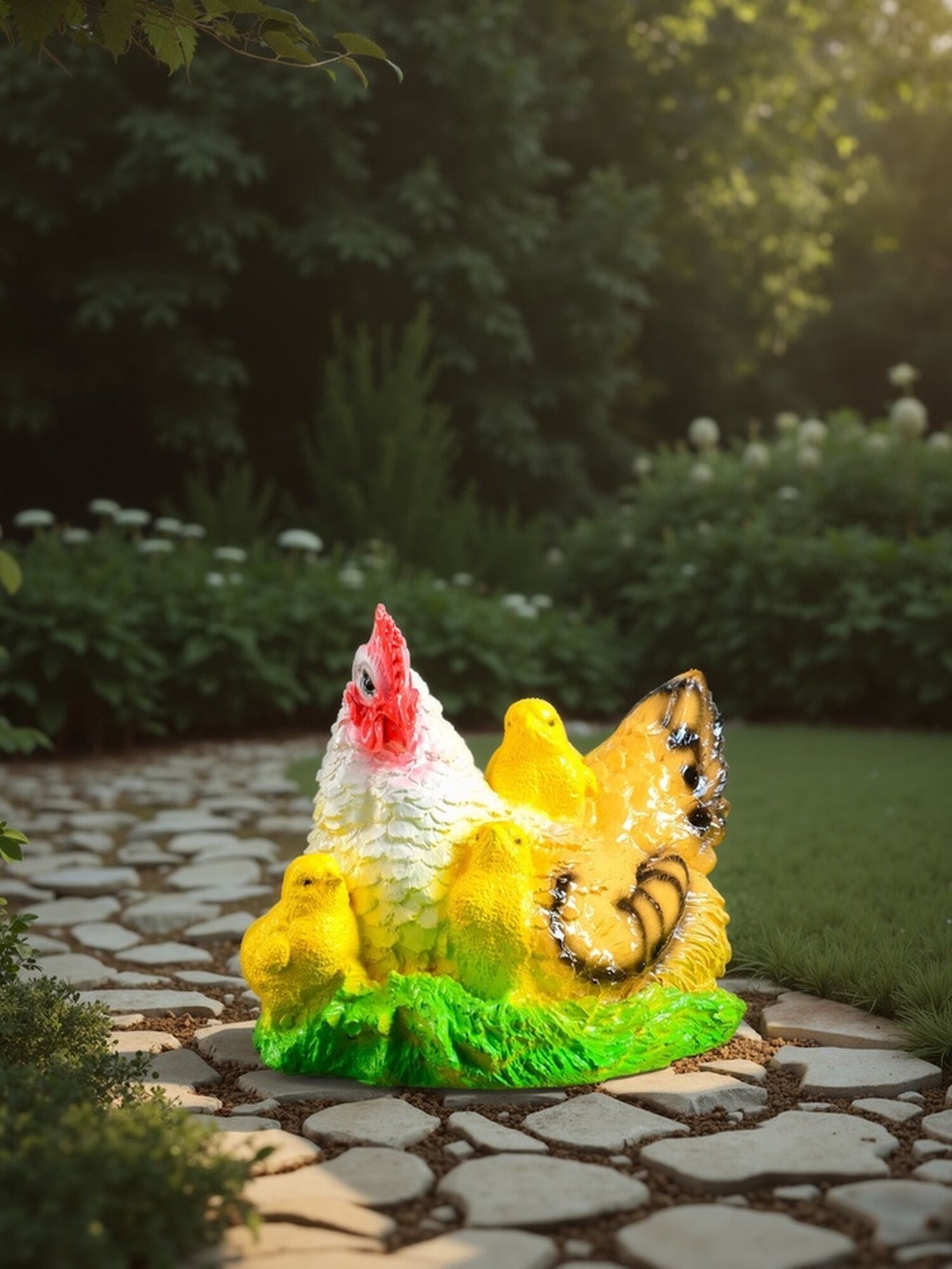 Садовая фигура Хорошие сувениры "Курица наседка с цыплятами", пестрая, 28х22 см