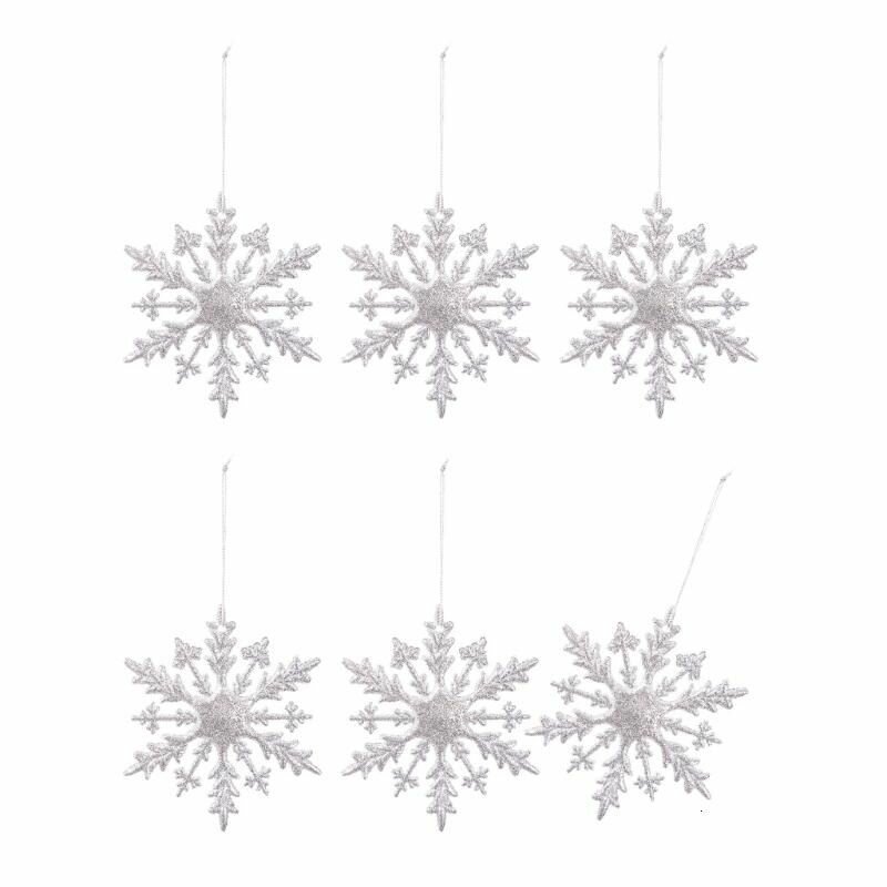 1 набор из 6 штук, рождественский цветной кулон в виде снежинки-серый