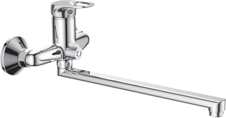 Смеситель с длинным изливом для ванны Haiba HB37 HB2237 с душевым гарнитуром, поворотный, латунный, хром, глянцевый, смеситель для ванны с душем, рычажный, с настенным держателем