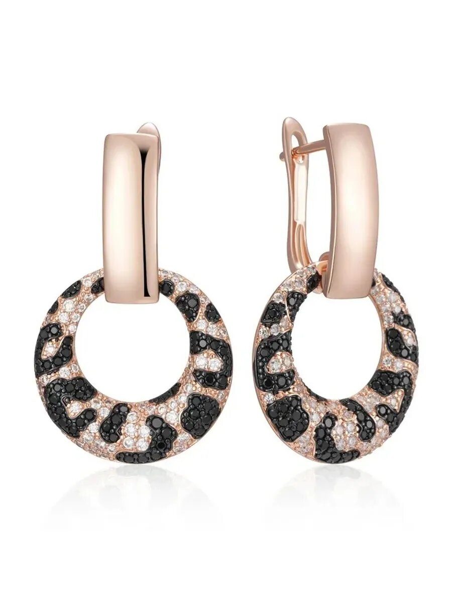 Серьги PollyJewelry, черный, розовый, коричневый