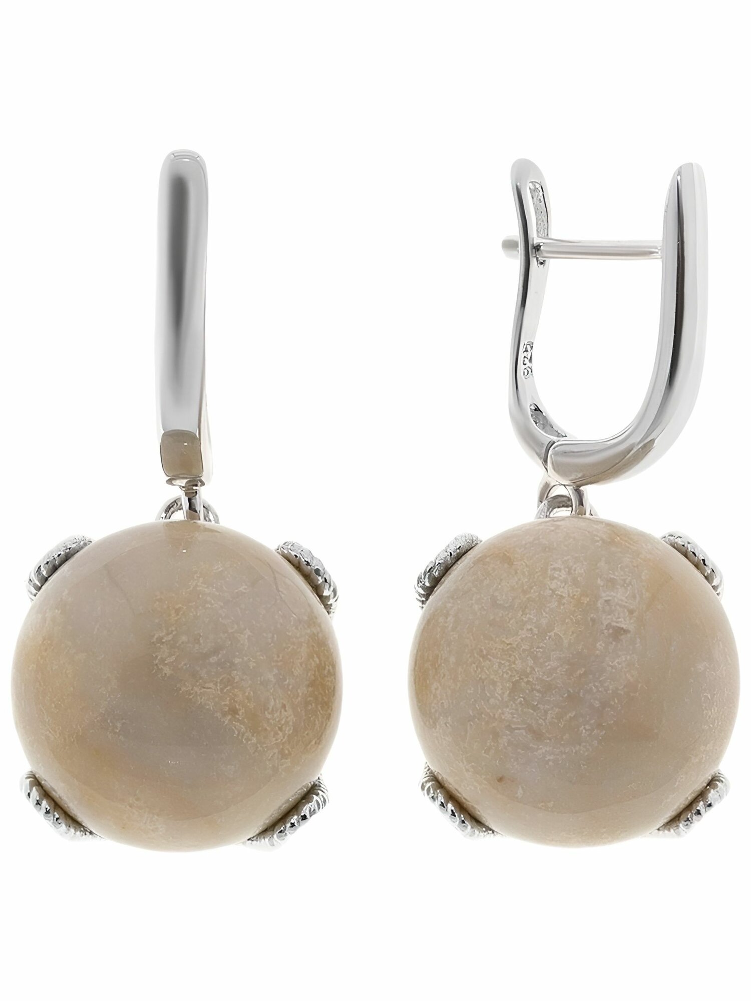 Серьги, серебро, 925 проба, родирование, коралл