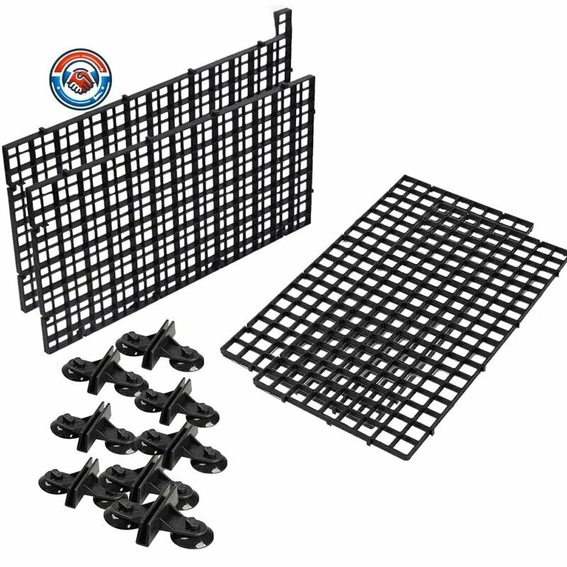 Сетчатая перегородка для аквариума, 4 шт, пищевой пластик, клипсы-присоски, разделитель для разведения мальков и карантина рыбок, чёрная, 30x15 см