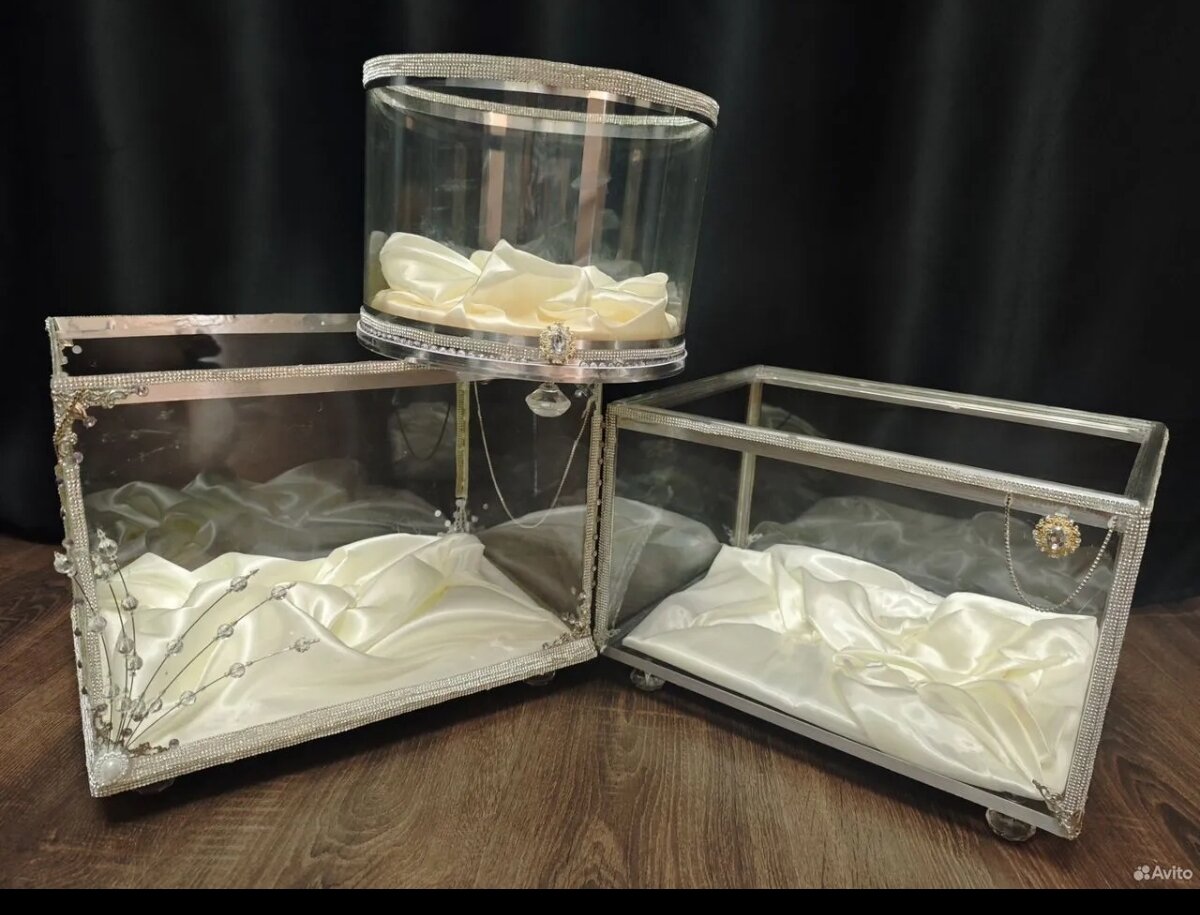 Подарочные корзины/коробки, акриловые, для свадьбы, сватовства набор 3 шт