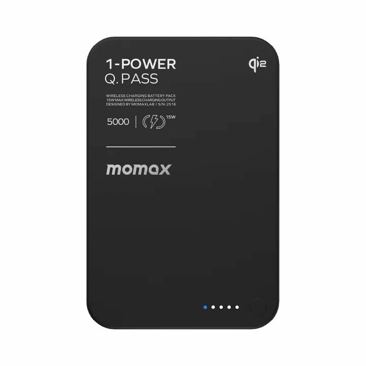 Внешний аккумулятор 5000mAh Momax 1-Power Q.Pass Qi2 Magnetic Wireless - Black