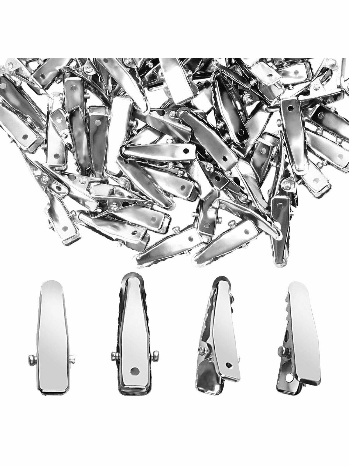 160 шт. Маленькая металлическая заколка в виде аллигаторов, серебряное украшение для волос 2,4 см, для создания бантов и аксессуаров своими руками