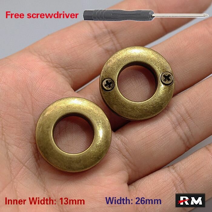 Люверсы с винтом, Аксессуары для сумки из сплава, Застежка, Его также можно использовать для украшения одежды, обуви и головных уборов, Внешний диаметр 26 мм, Старая медь, 2 шт
