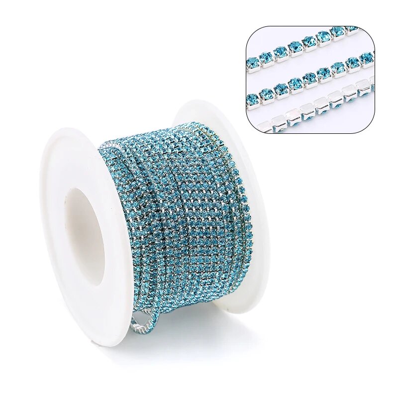 Стразовая цепочка aquamarine sliver, 2 ярда
