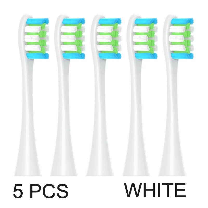 Сменные насадки для электрической зубной щетки Oclean X PRO Elite/Flow/F1/One/X/All Series Sonic DuPont, сине-зеленая мягкая щетина 5 white