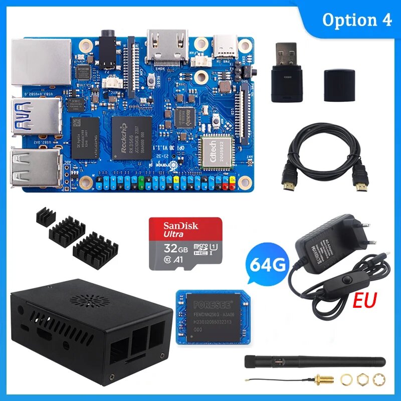 Orange Pi 3B Rockchip RK3566 Комплект Option 4, 4GB