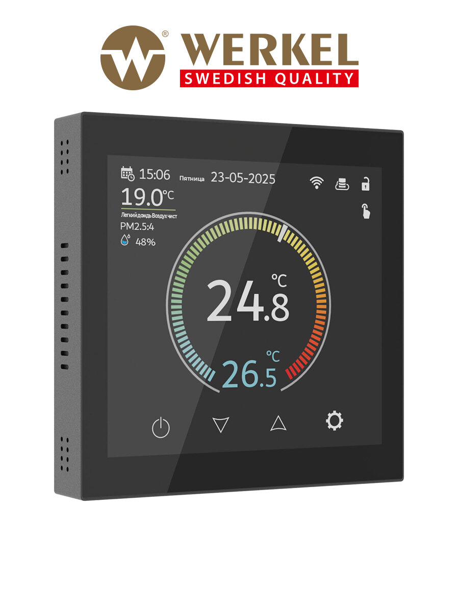 Умный сенсорный терморегулятор с LCD дисплеем Werkel W1851108, цвет черный