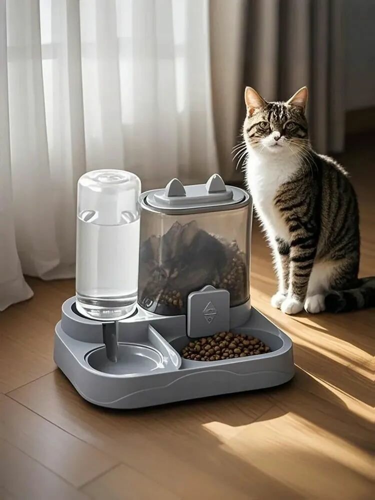 Автоматическая кормушка для домашних животных 2-в-1, поилка для воды, подходит для собак и корм для кошек сухой
