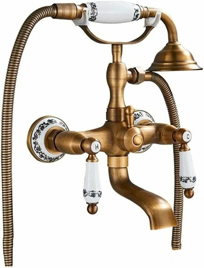 Смеситель для ванны в ретро-стиле, смеситель для ванны с двойным управлением водой для душа и смеситель для душа-смеситель для ванны
