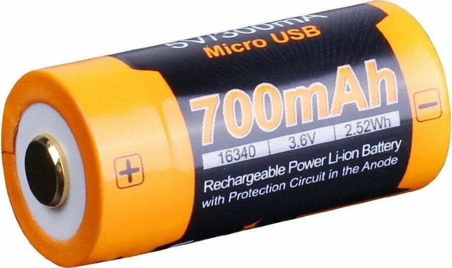 Аккумулятор 16340 Fenix 700 UP mAh Li-ion разъемом для USB, ARB-L16-700UP