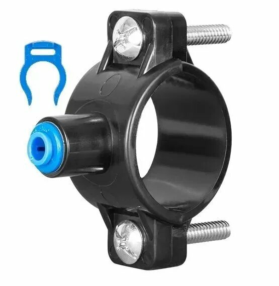 Хомут врезка дренажный под трубку 1/4" для подключения осмоса