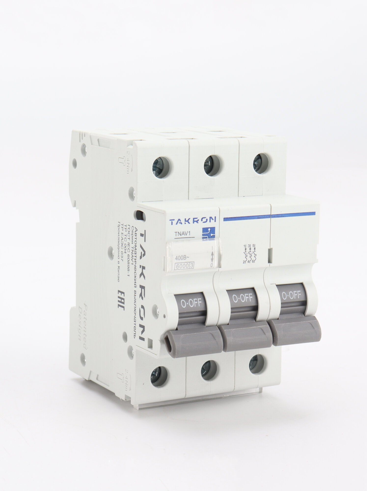 Автоматический выключатель TAKRON серия TNAV1 3P 6А 6кА тип C