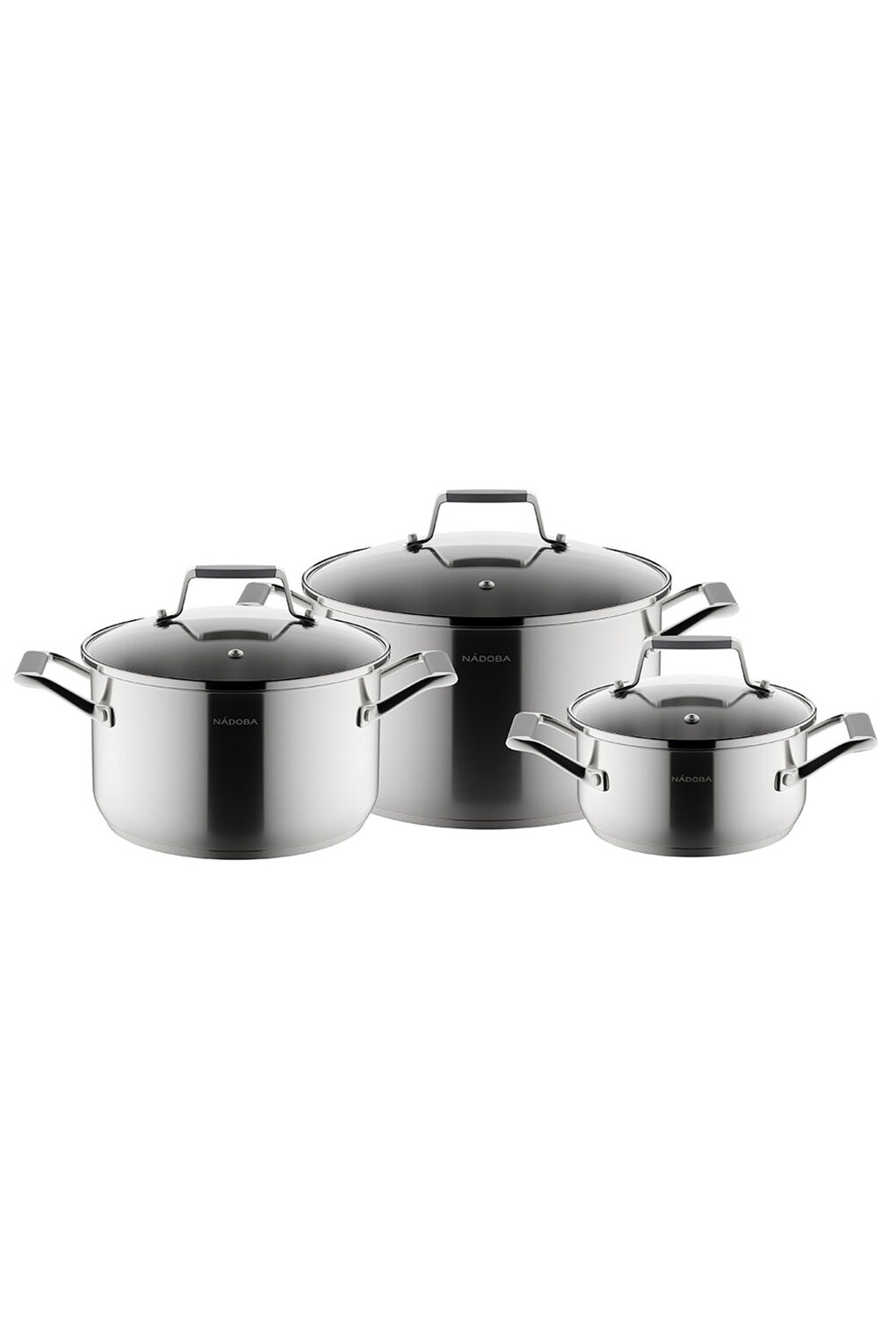 Набор кастрюль со стеклянными крышками ODRI, NADOBA, 6 предметов, из нержавеющая стали, для всех типов плит