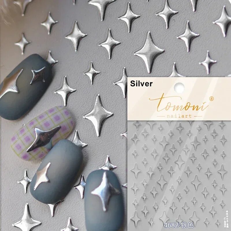 Наклейки для ногтей Tomomi Silver, TO4682S