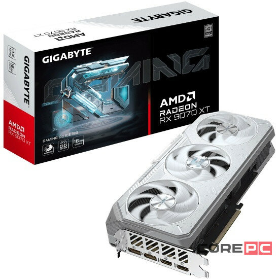 Видеокарта Gigabyte (GV-R907XGAMINGOCICE-16GD) Radeon RX 9070 XT 16GB 256bit GAMING OC ICE