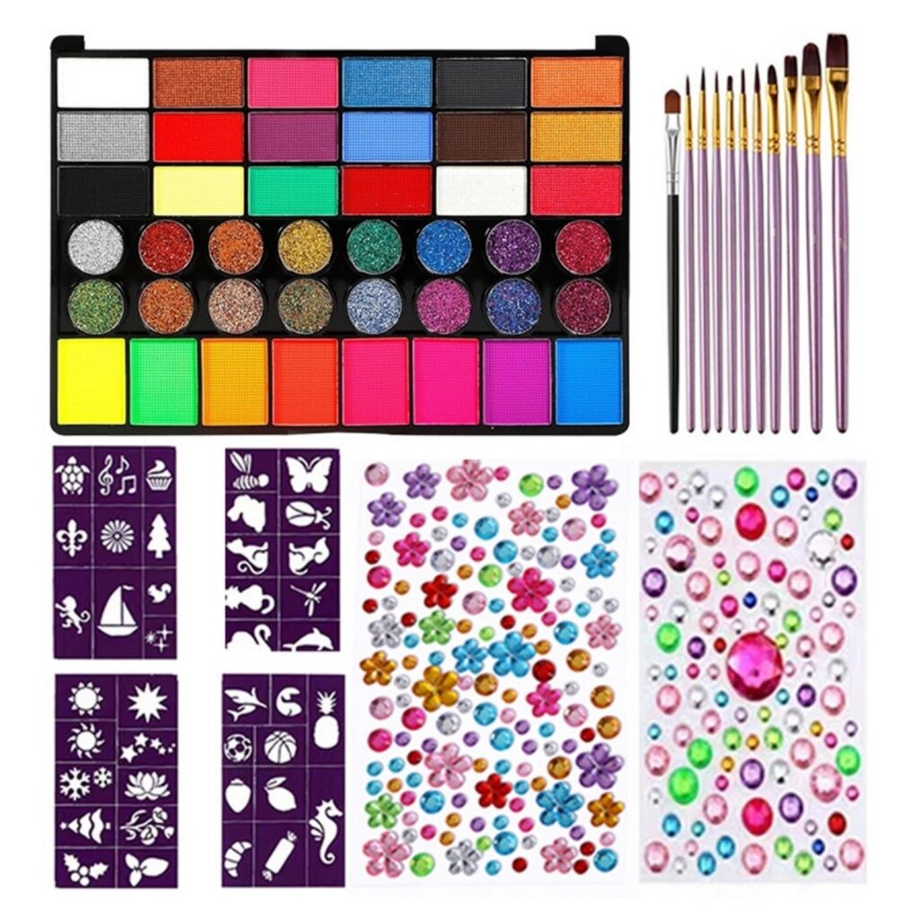 Набор красок для тела из 42 цветов, Моющаяся краска для детского макияжа на Хэллоуин и Рождество