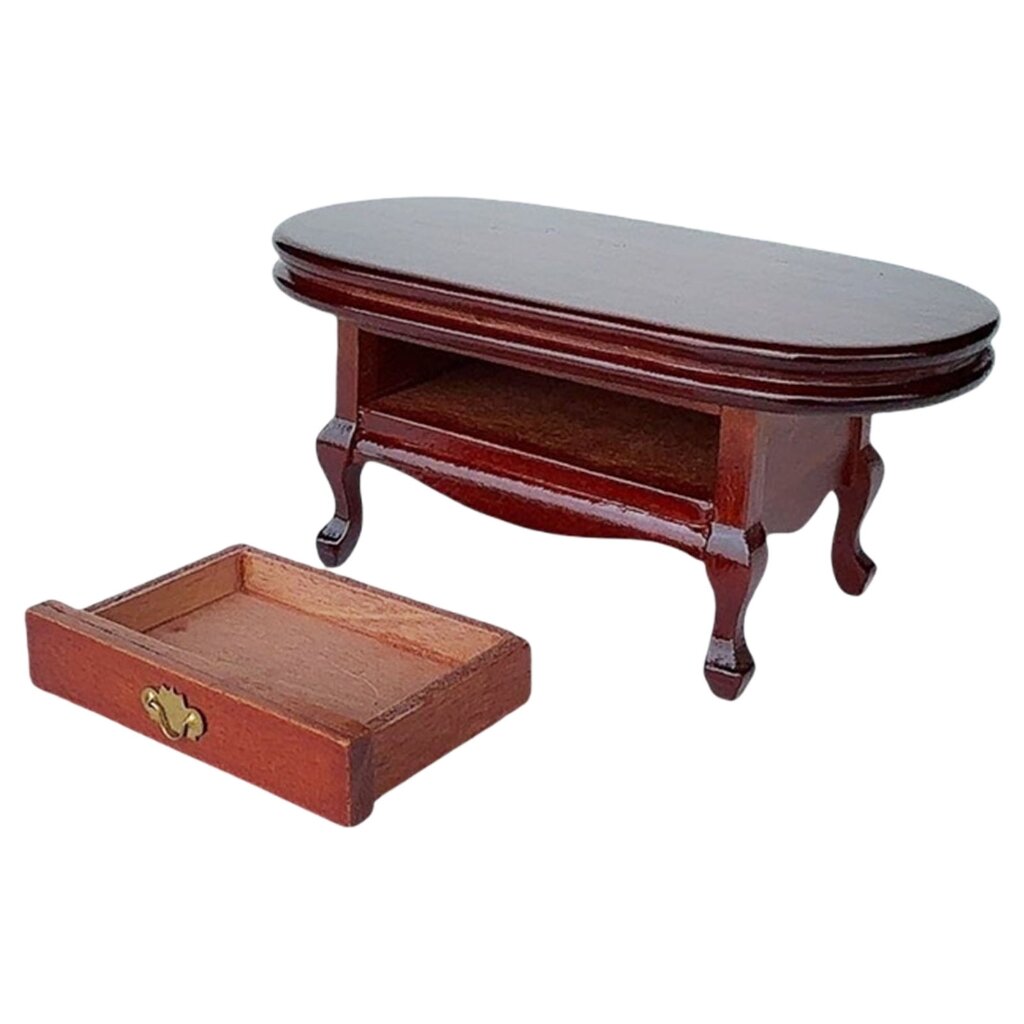 Scale Miniature Coffee Table With Drawer For Toy Dwelling Furniture